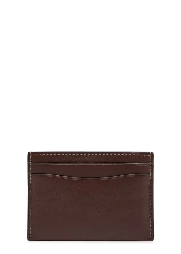 COACH Solid Color Leather Card Holder