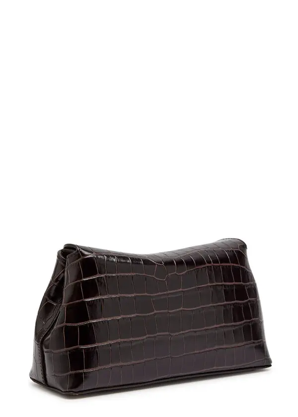 TOTEME Croc Effect Leather Clutch With T-buckle