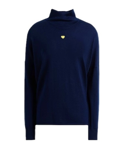 MAXCO. Max&co. Wool Knit Mock Neck Long Sleeve Sweater With Appliqu