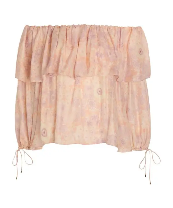 Chloé Silk Floral Off-shoulder Top