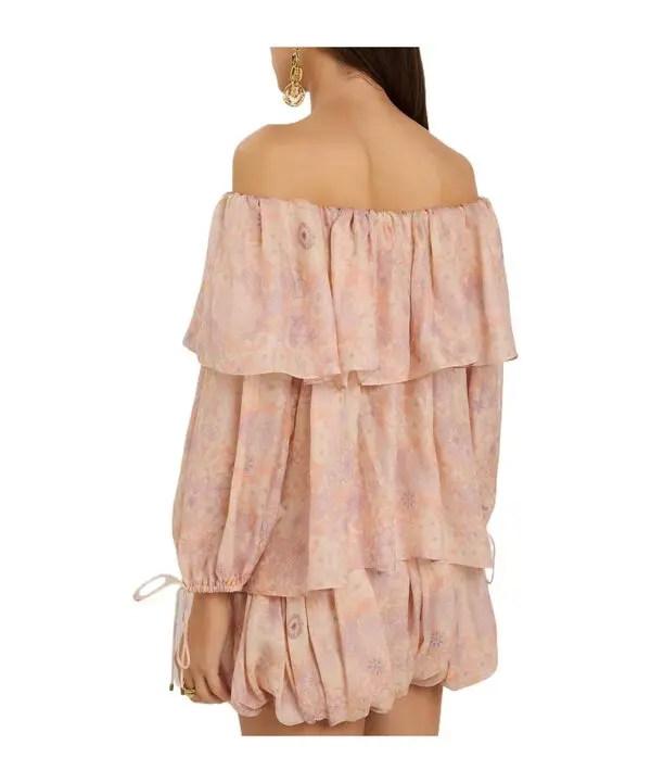 Chloé Silk Floral Off-shoulder Top