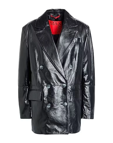MAXCO. Leather Double-breasted Blazer