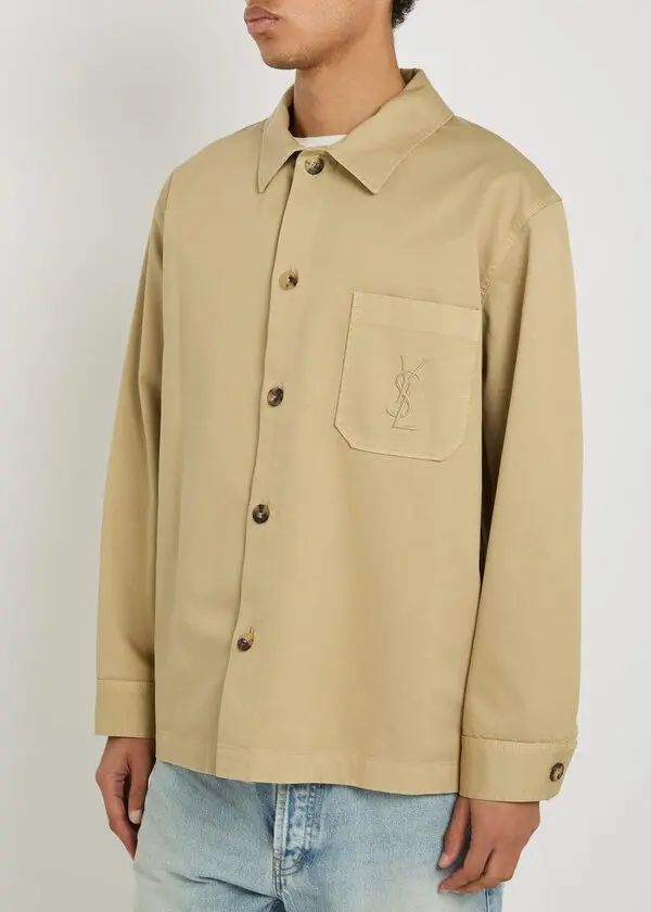 Saint Laurent Logo-embroidered Twill Overshirt