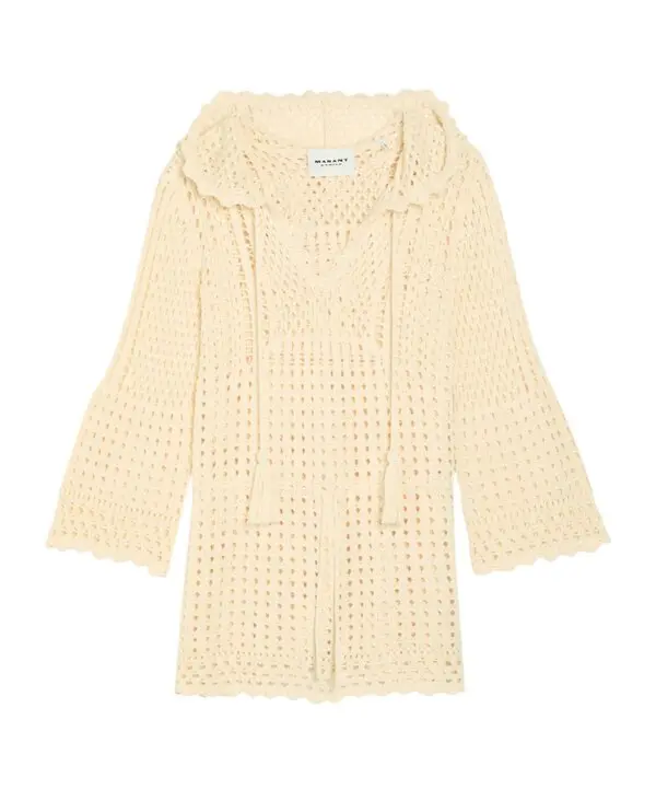 Isabel Marant Étoile Crochet Knit Hooded Cotton Blend Dress