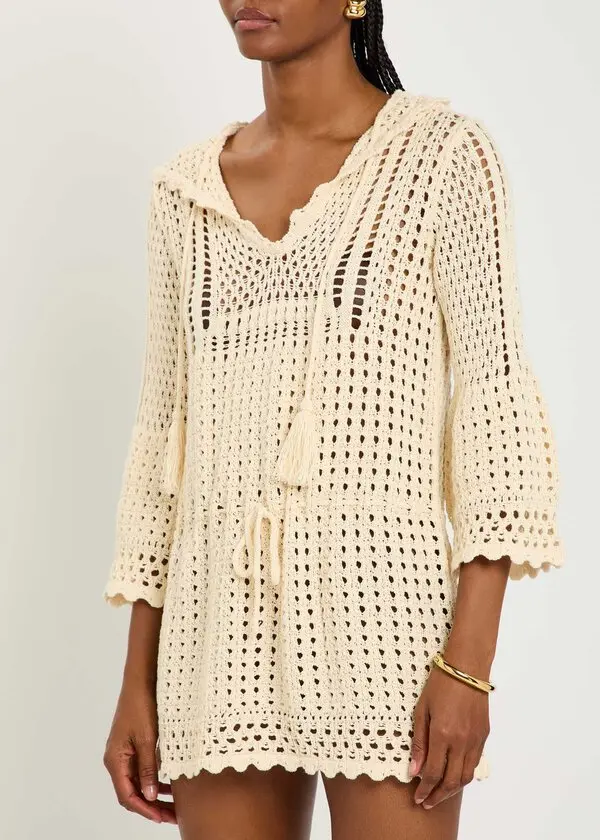 Isabel Marant Étoile Crochet Knit Hooded Cotton Blend Dress
