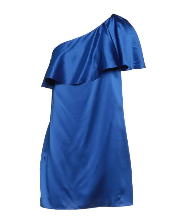 Saint Laurent One-shoulder Satin Dress - Blue