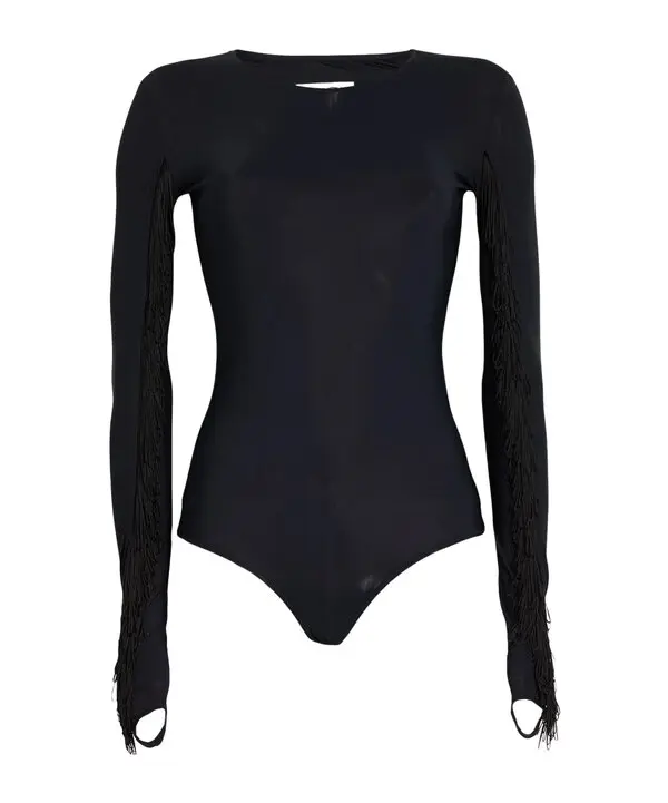 MAISON MARGIELA Plain Color Stretch Long Sleeve Tassel Jumpsuit