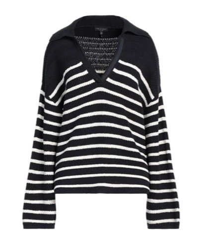 Rag & Bone Striped Long Sleeve V-neck Knit Sweater