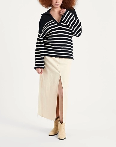 Rag & Bone Striped Long Sleeve V-neck Knit Sweater