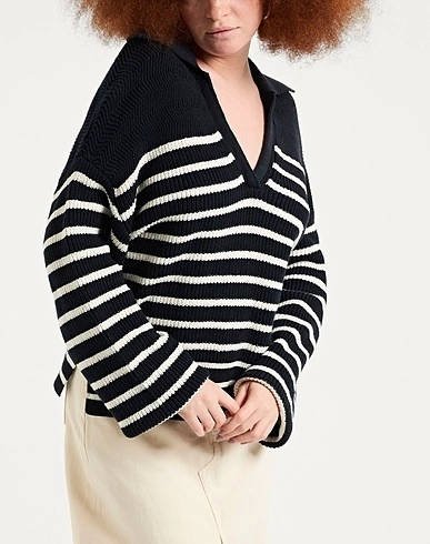 Rag & Bone Striped Long Sleeve V-neck Knit Sweater