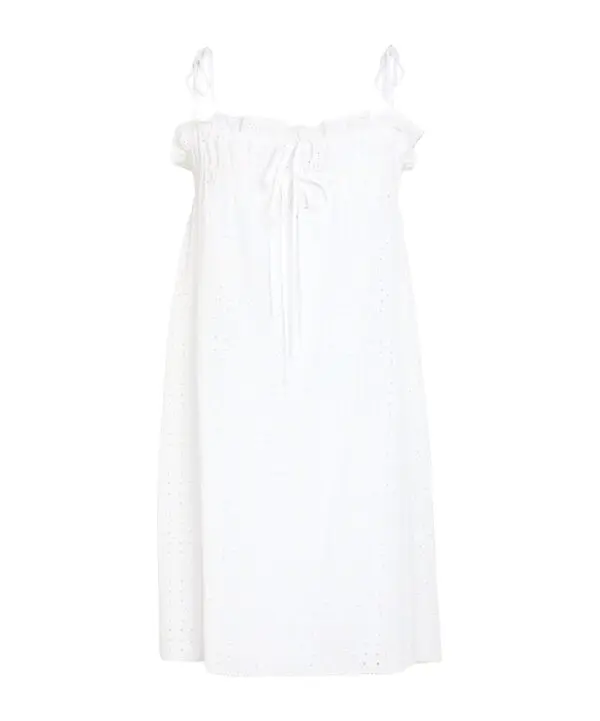 GANNI Broderie Anglaise Sleeveless Deep Neckline Flared Dress