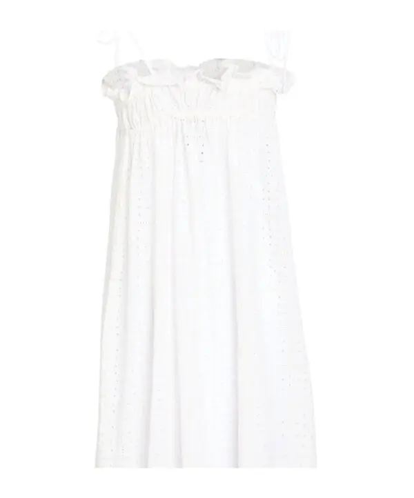 GANNI Broderie Anglaise Sleeveless Deep Neckline Flared Dress