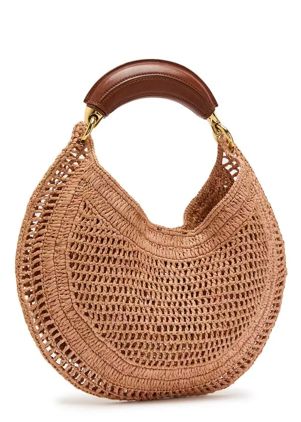 Chloé Summer Banana Logo Raffia Shoulder Bag