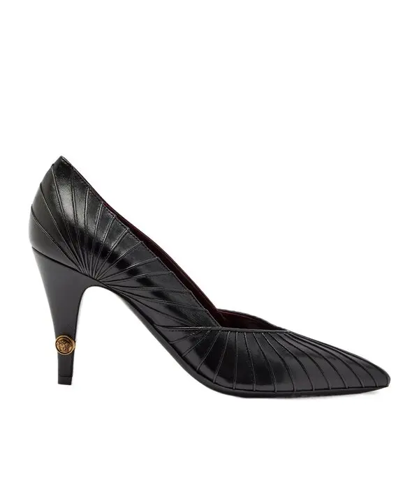 Versace 90 Pintuck Leather Pumps - Black