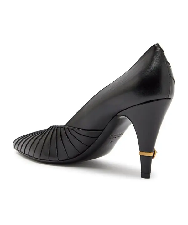 Versace 90 Pintuck Leather Pumps - Black