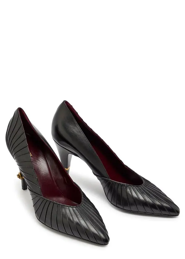 Versace 90 Pintuck Leather Pumps - Black
