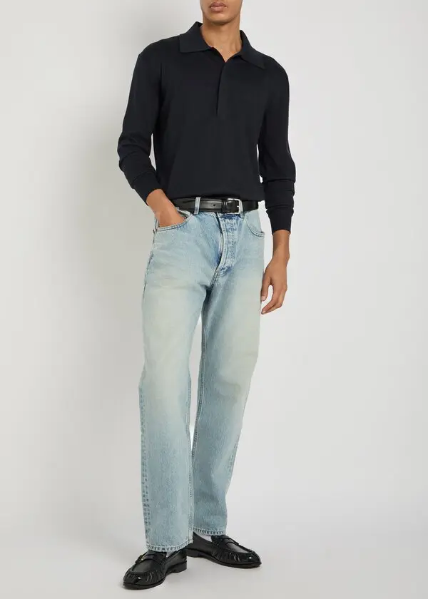 Saint Laurent Silk And Cotton-blend Polo Shirt
