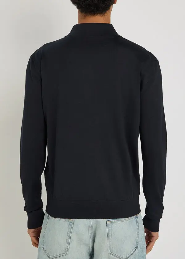 Saint Laurent Silk And Cotton-blend Polo Shirt