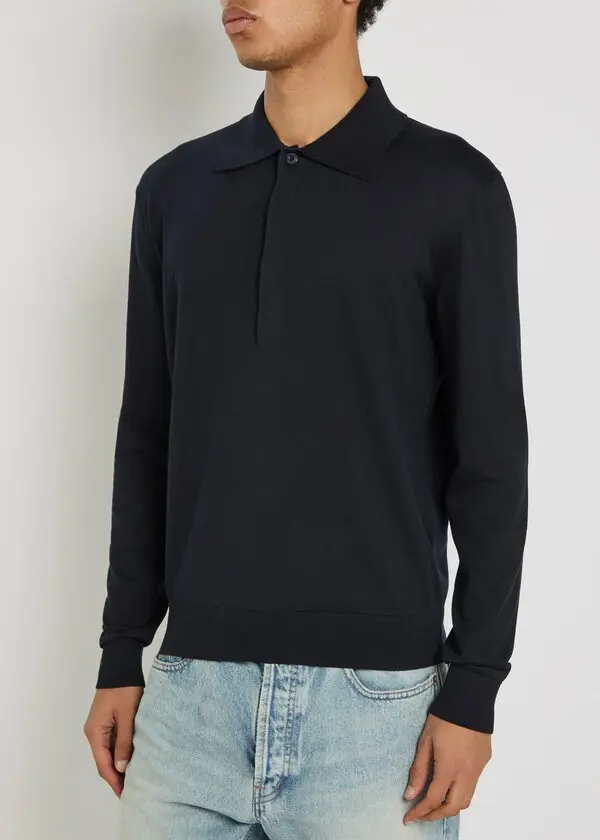 Saint Laurent Silk And Cotton-blend Polo Shirt