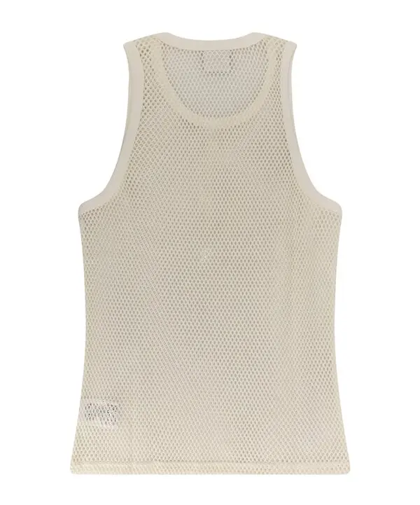 COURREGES Courrèges Logo Embroidered Straight Hem Mesh Top - Nude