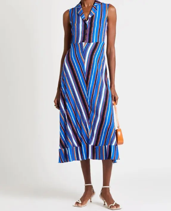MAXCO. Max&co. Striped Sleeveless Shirt Dress