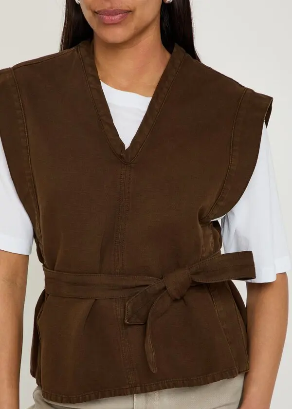 LEMAIRE V-neck Belted Cotton Top
