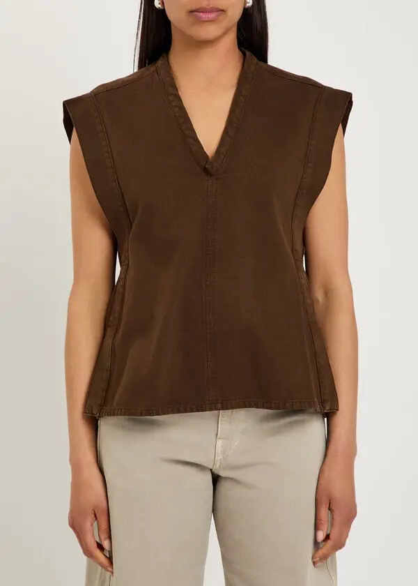 LEMAIRE V-neck Belted Cotton Top