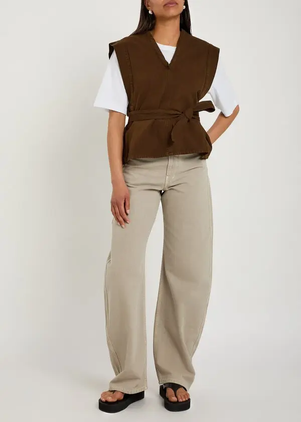 LEMAIRE V-neck Belted Cotton Top