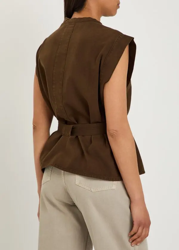 LEMAIRE V-neck Belted Cotton Top