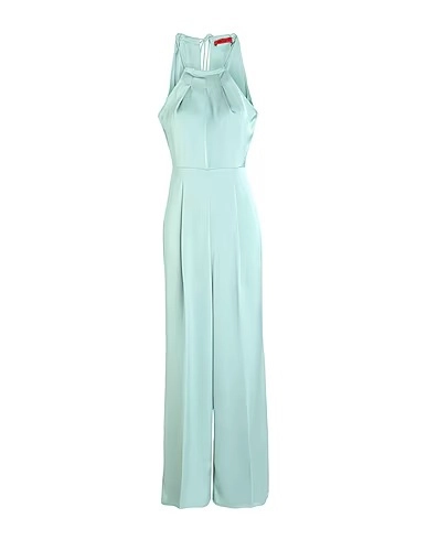 MAXCO. Solid Color Satin Sleeveless Jumpsuit - Blue