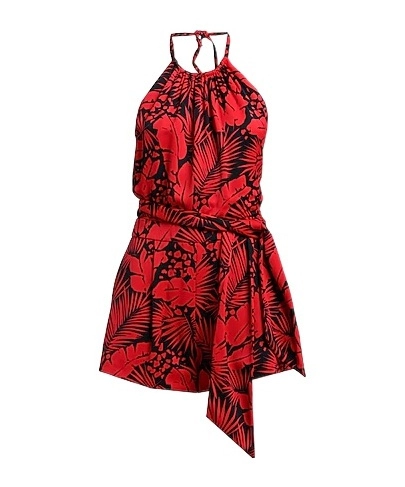 Saint Laurent Floral Round Neck Dress - Red