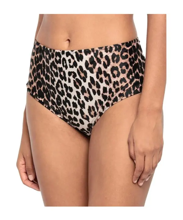 GANNI Leopard Print High-waisted Bikini Bottom