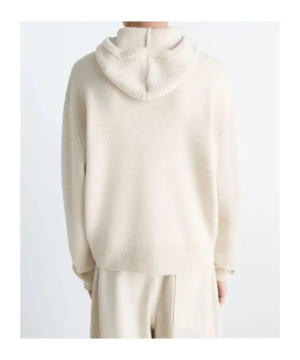LEMAIRE Long-sleeved Knitted Hoodie - Light Cream