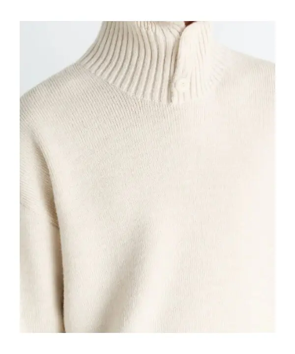 LEMAIRE Long-sleeved Knitted Hoodie - Light Cream