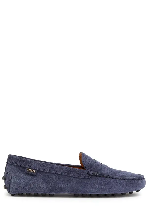 TOD'S Suede Loafers With Rubber Pebbled Sole