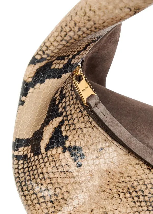 Khaite Olivia Medium Snake-effect Suede And Leather Top Handle Bag