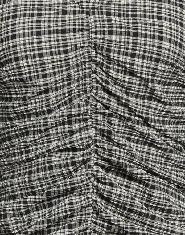 GANNI Plaid Ruched V-neck Top