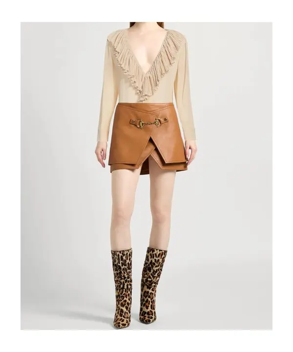 Saint Laurent Pleated V-neck Long Sleeve Shirt