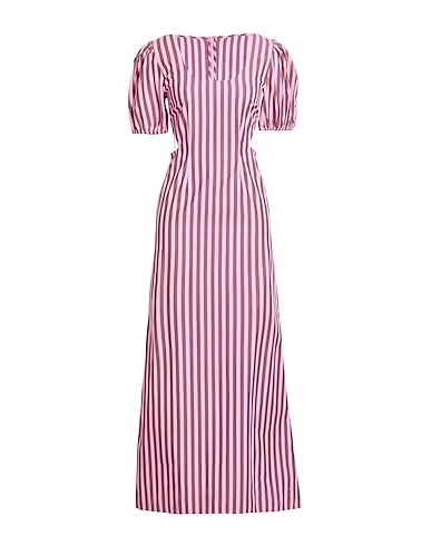 GANNI Striped Short Sleeve Crewneck Flared Dress