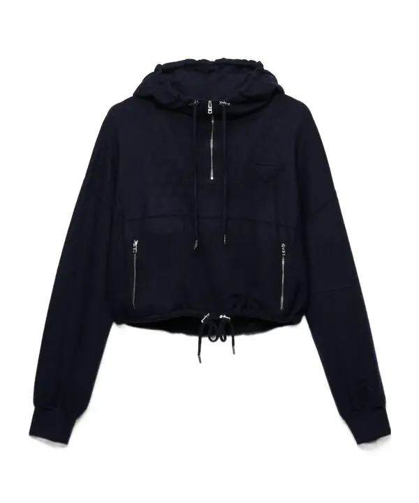 Prada Wool And Cashmere Hoodie - Navy