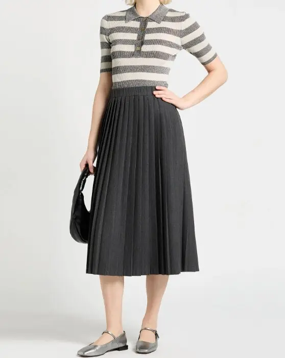 GANNI Striped Knit Polo Shirt