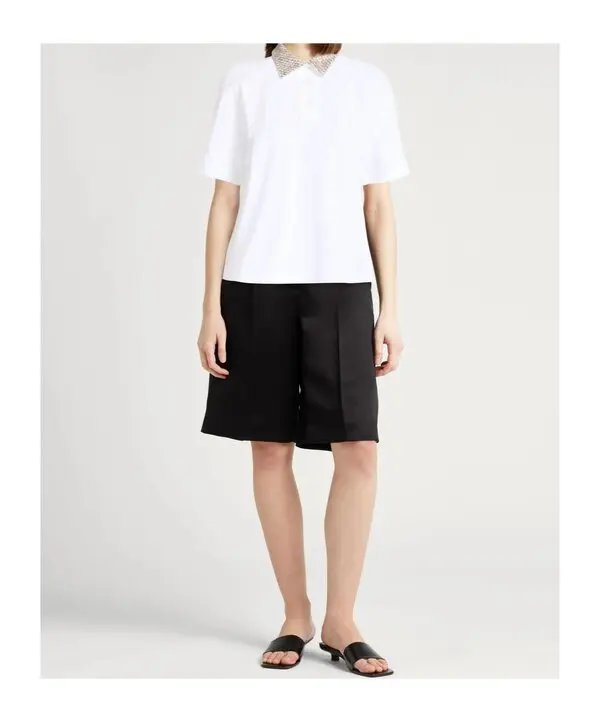 Brunello Cucinelli Short Sleeve Polo Shirt With Embellished Collar