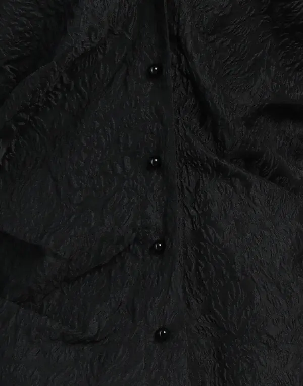 GANNI Jacquard Puff Sleeve V-neck Shirt