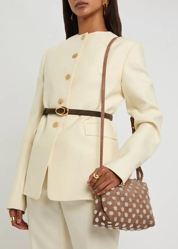Khaite Lina Medium Studded Suede Cross-body Bag