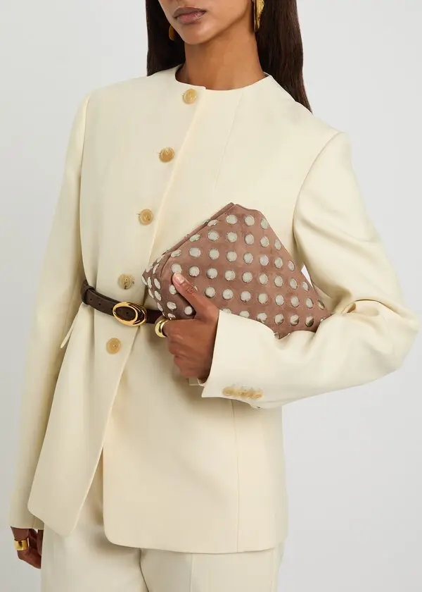 Khaite Lina Medium Studded Suede Cross-body Bag