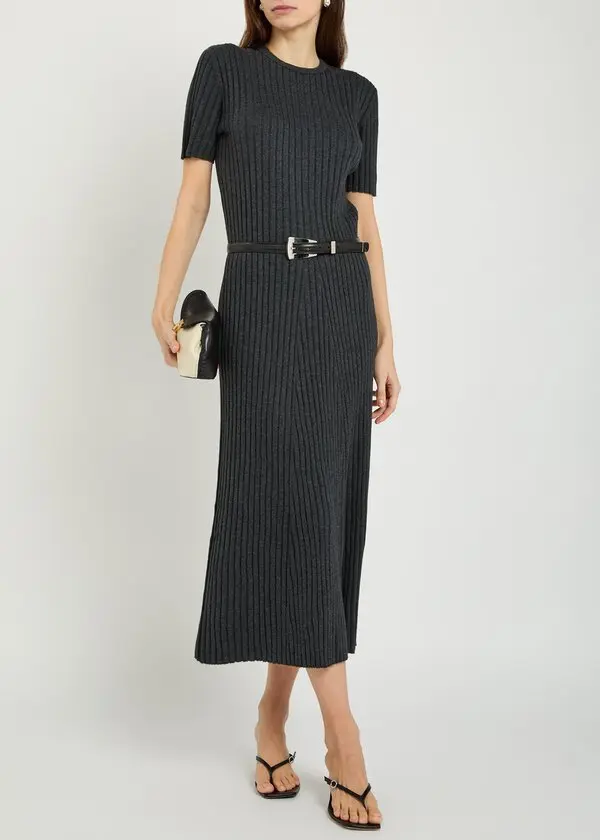 LISA YANG Ribbed Cotton And Cashmere-blend Midi Dress