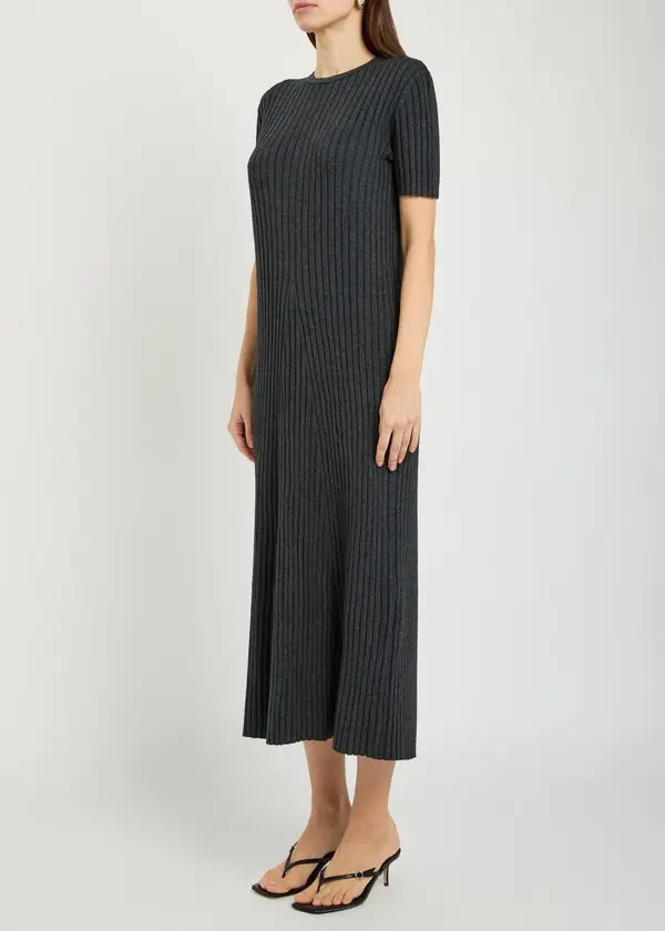 LISA YANG Ribbed Cotton And Cashmere-blend Midi Dress