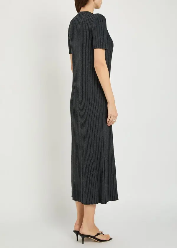 LISA YANG Ribbed Cotton And Cashmere-blend Midi Dress
