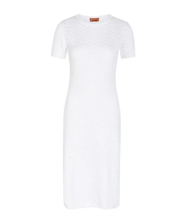 Missoni Chevron Knit Cotton-blend Midi Dress - White