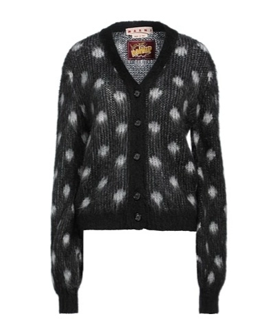 Marni Polka-dot Brushed-felt Knitted Cardigan